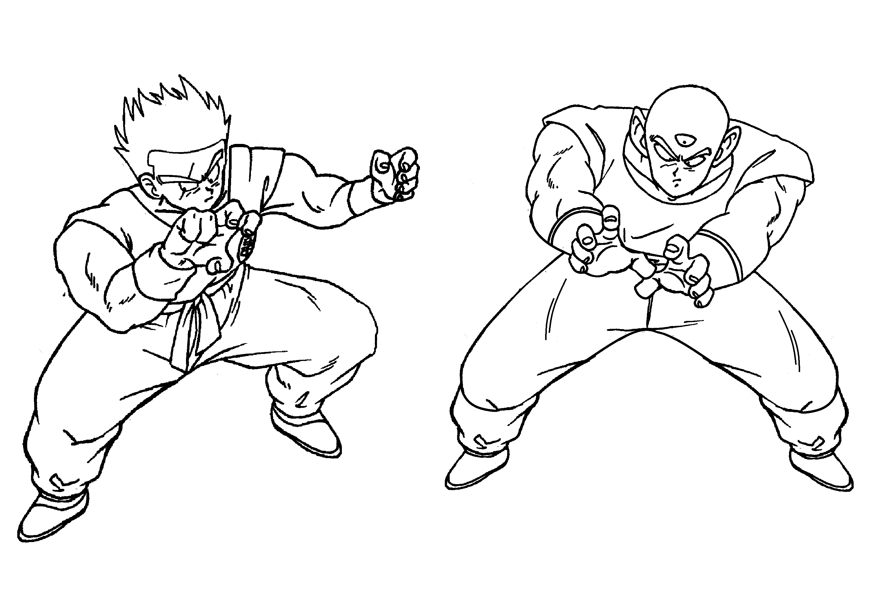 Coloring Page - Yamcha and tien shinhan